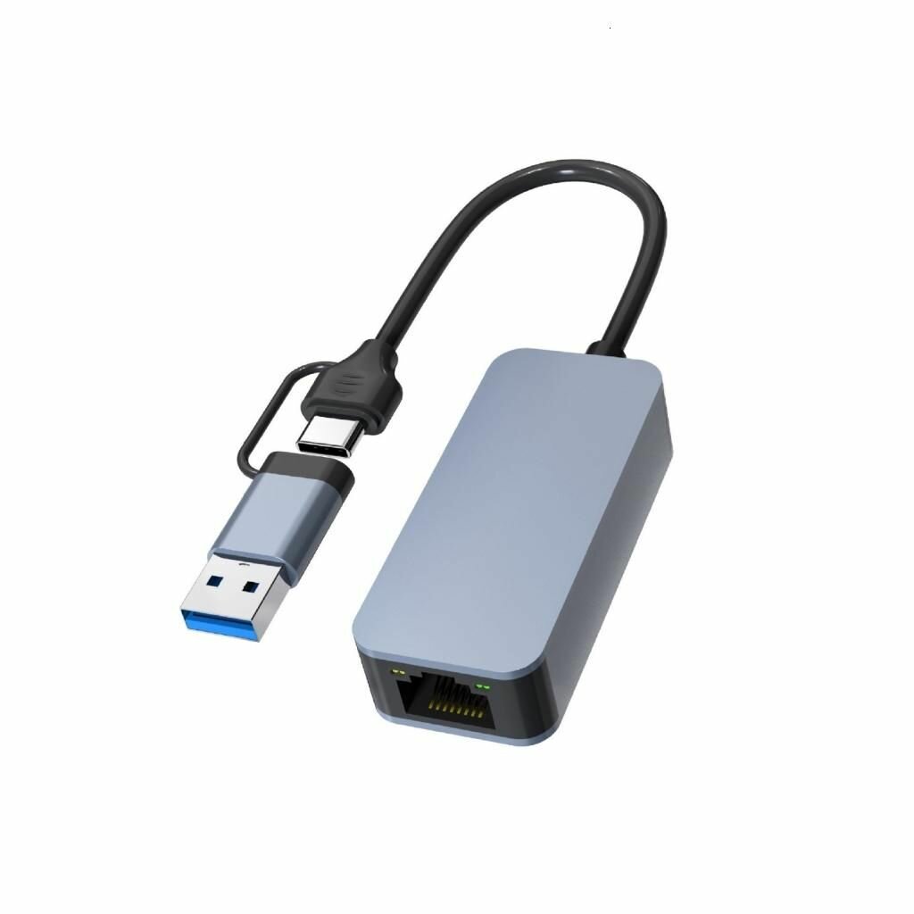 Адаптер USB-C к RJ45 для гигабитного Ethernet, совместим с разными устройствами, - Двойной интерфейс
