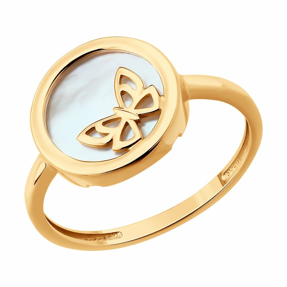 Кольцо, красное золото, 585 проба, перламутр