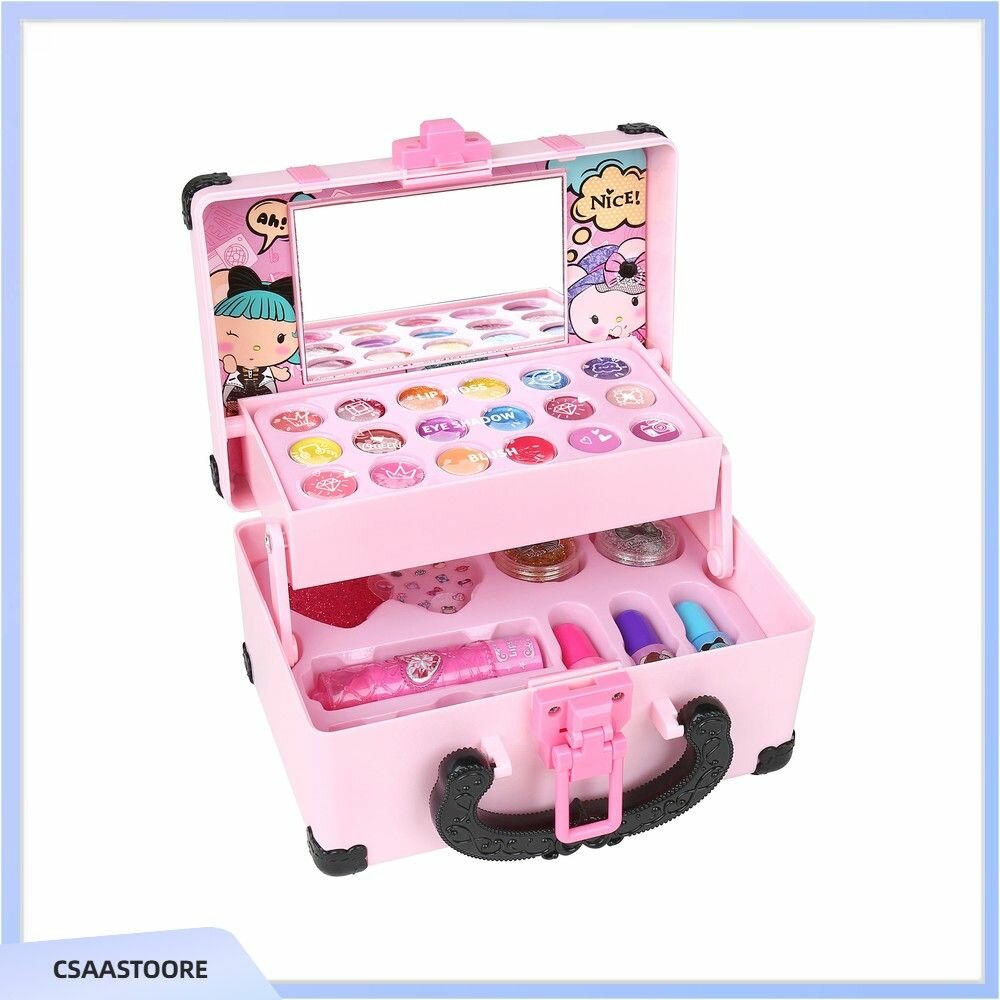 Набор для макияжа девочек, настоящая косметика, washable, дорожная косметичка, подарок