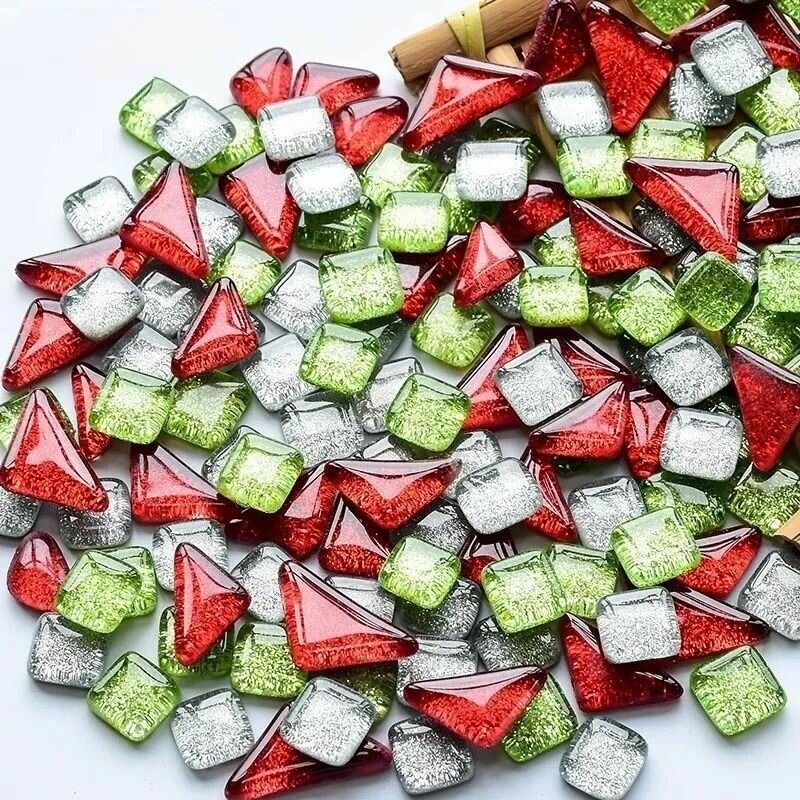 Блестящая стеклянная мозаика, плитка для творчества, стеклянная крошка, 0,2 кг/100 шт