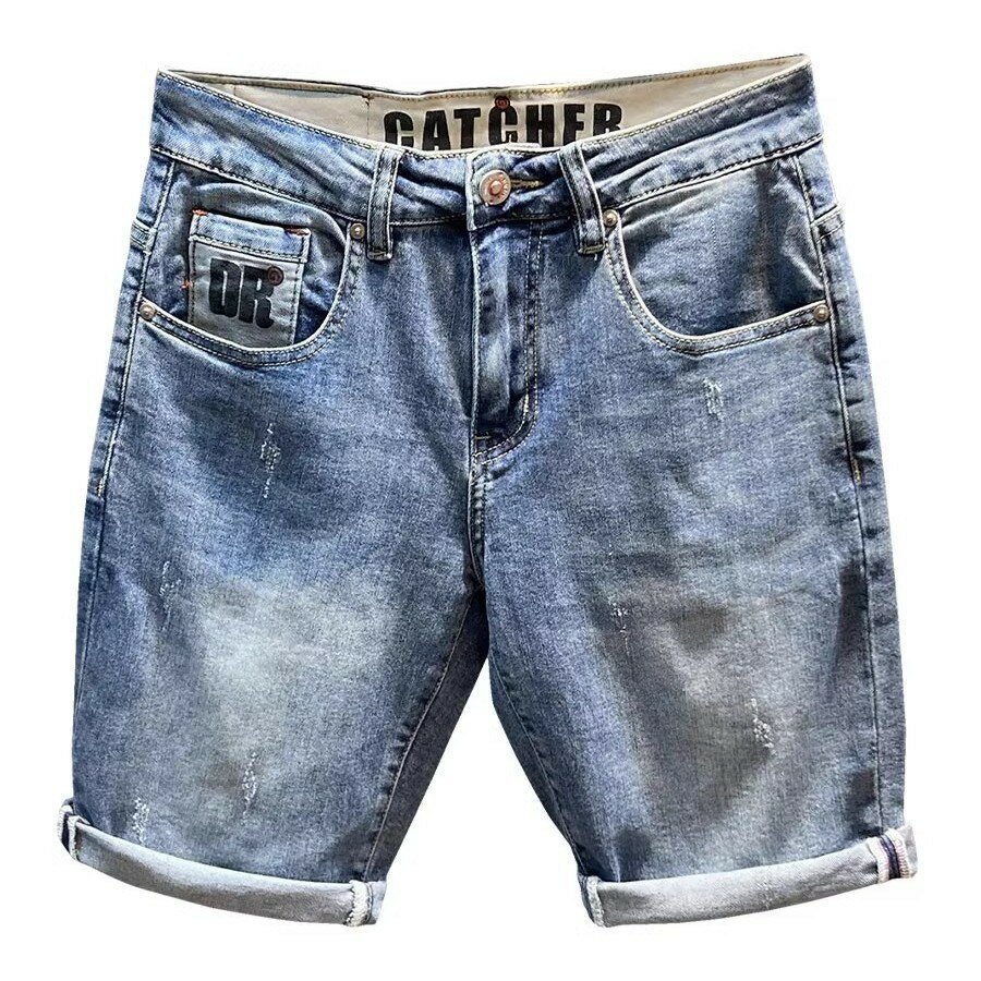 Тренд RONG CH Мужские Джинсы Студенческие Новые Четыре Полосы Трендовые Свободные Кроп Деним, Размер_34