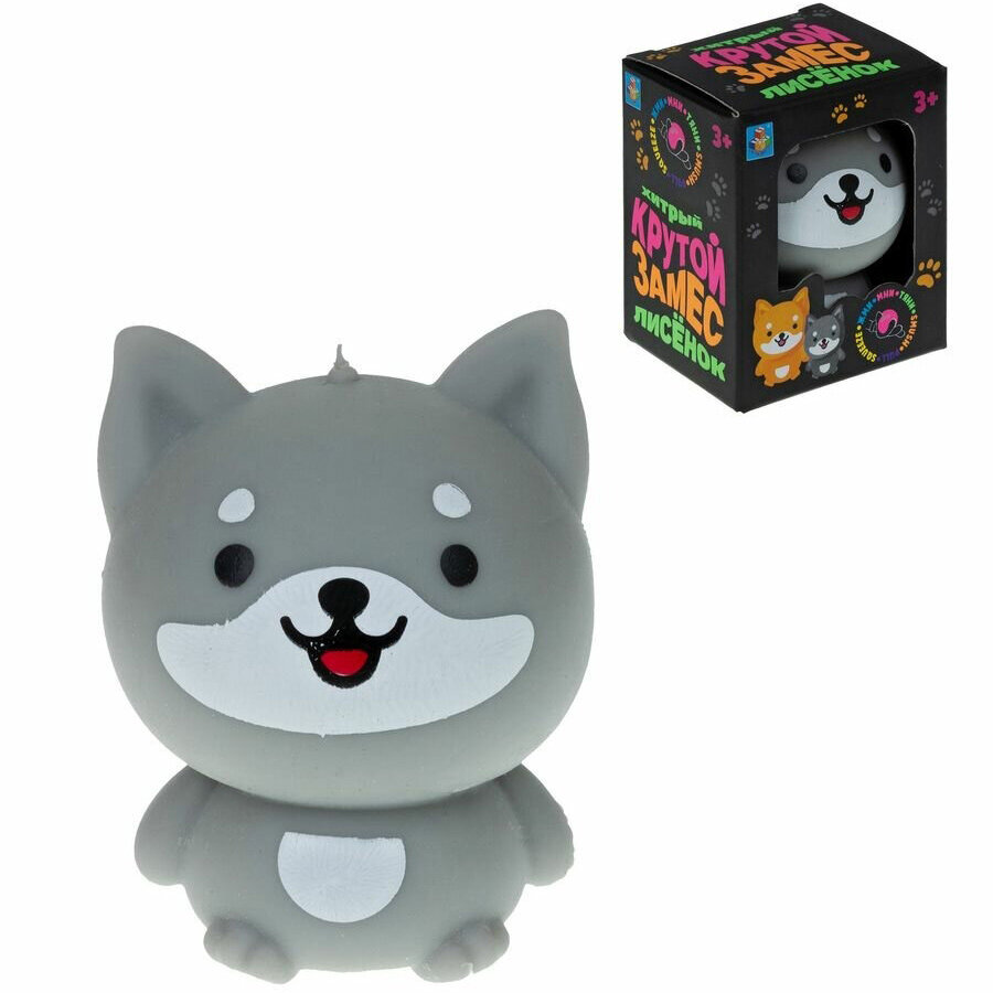 1Toy Игрушка-жмяка Крутой замес Хитрый лисенок 7,5х6 см серый Т23815 с 3 лет