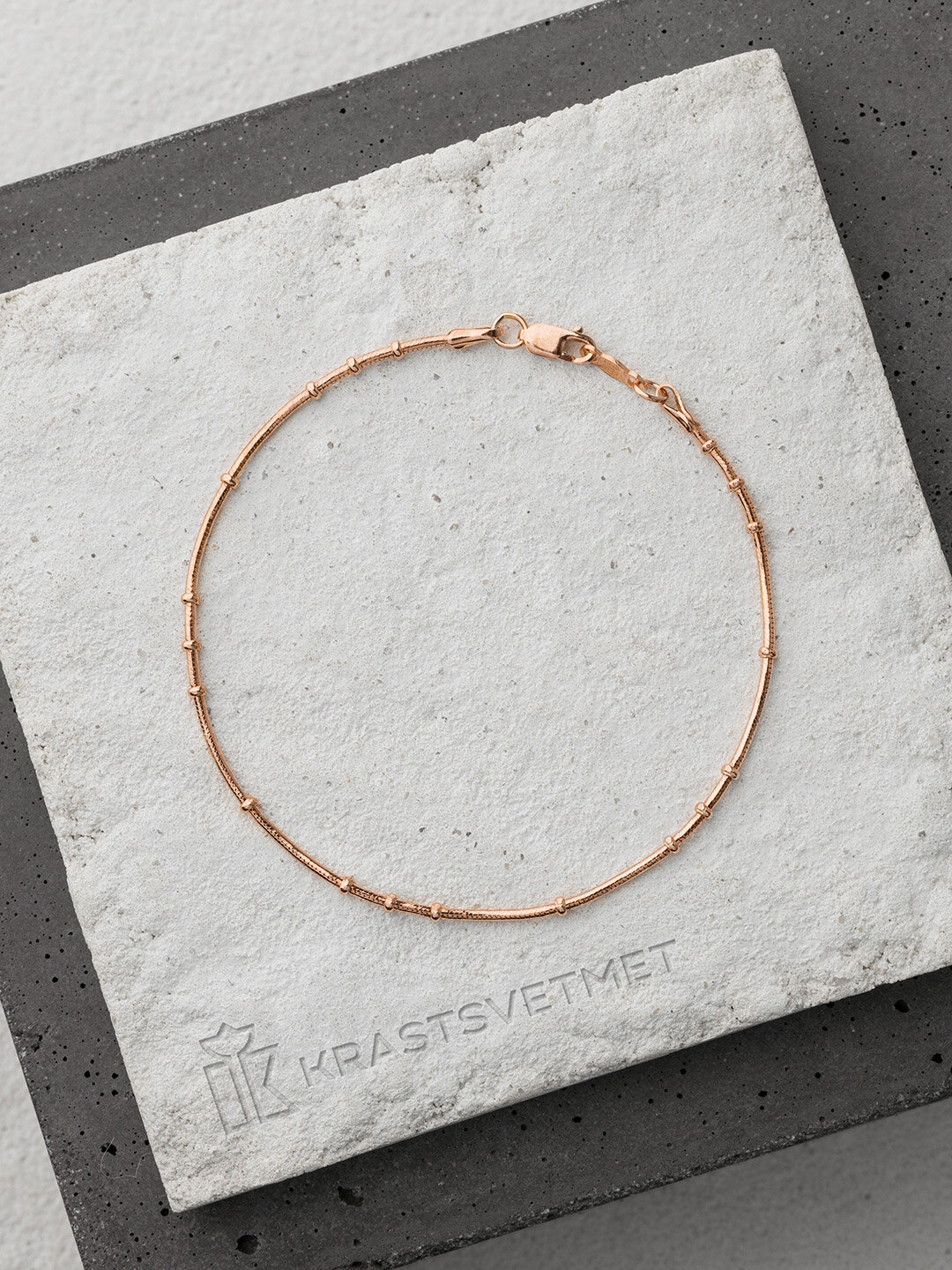 Браслет-цепочка, серебро, 925 проба, золочение