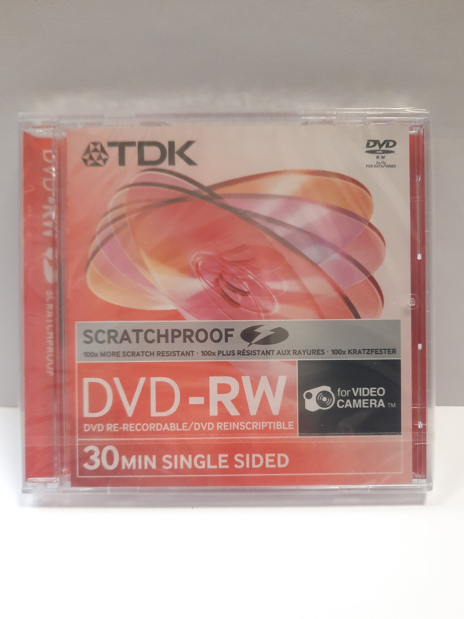 Цифровой перезаписываемый оптический диск для видеокамер mini DVD-RW TDK, 30 min, 1,4 Gb, Jewel case, 1 шт.