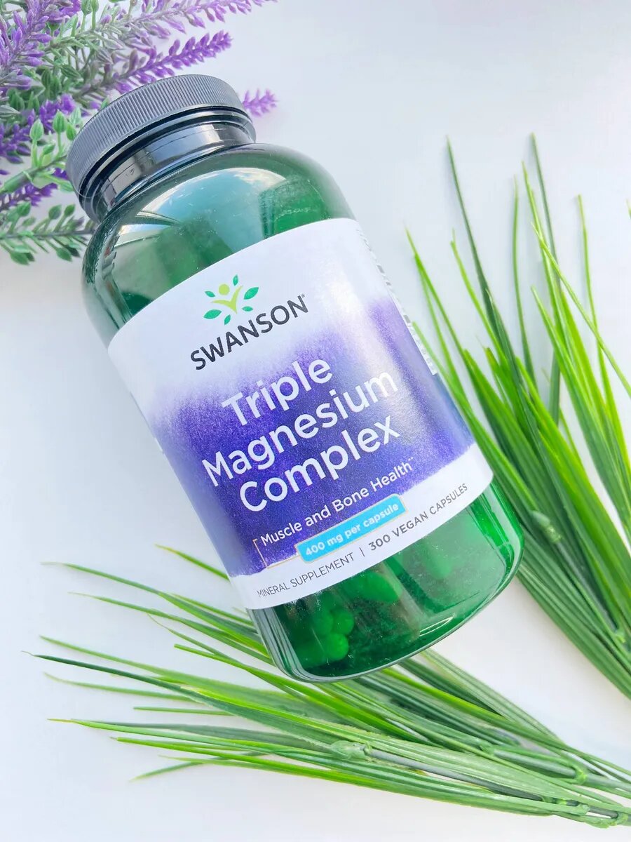 Тройной магниевый комплекс SWANSON Triple Magnesium Complex, для нервов, сердца и мышц, 400мг, 300 капс.