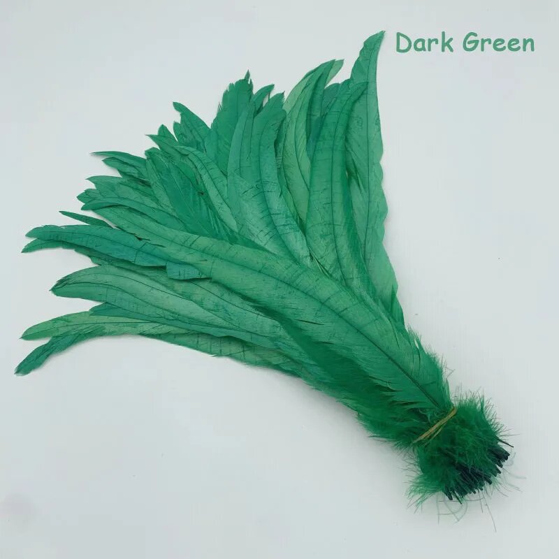 Натуральные перья петушиного хвоста, 100 шт, желтые, черные, красные Изумрудный, 10-12inch 25-30CM, Dark Green