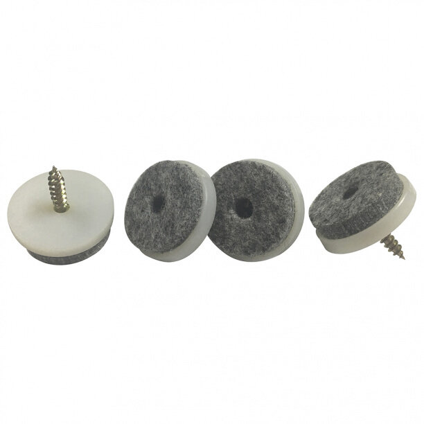 Подпятники фетровые с шурупом d28 мм белые 4 шт
