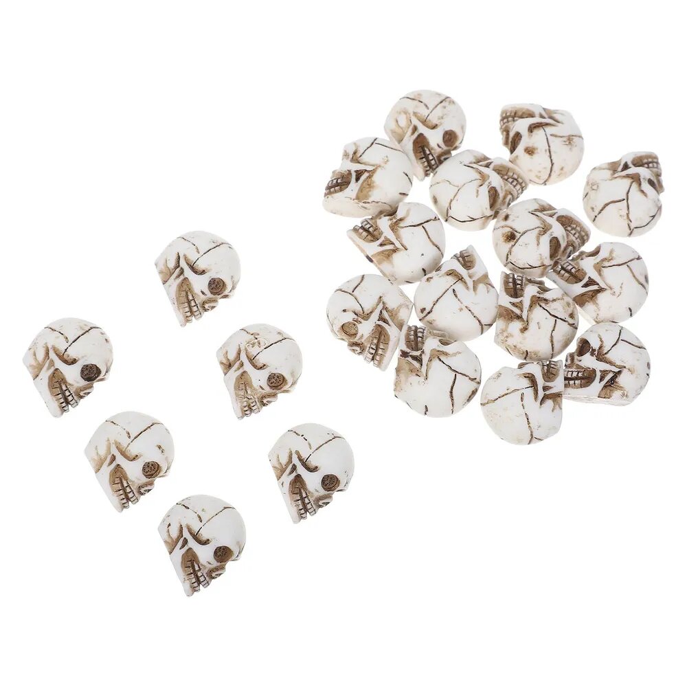 20 шт. Мини-фигурки черепа: смоляные украшения в виде головы скелета на Хэллоуин для декора стола, жуткий реквизит для вечеринки, украшения для дома с привидениями