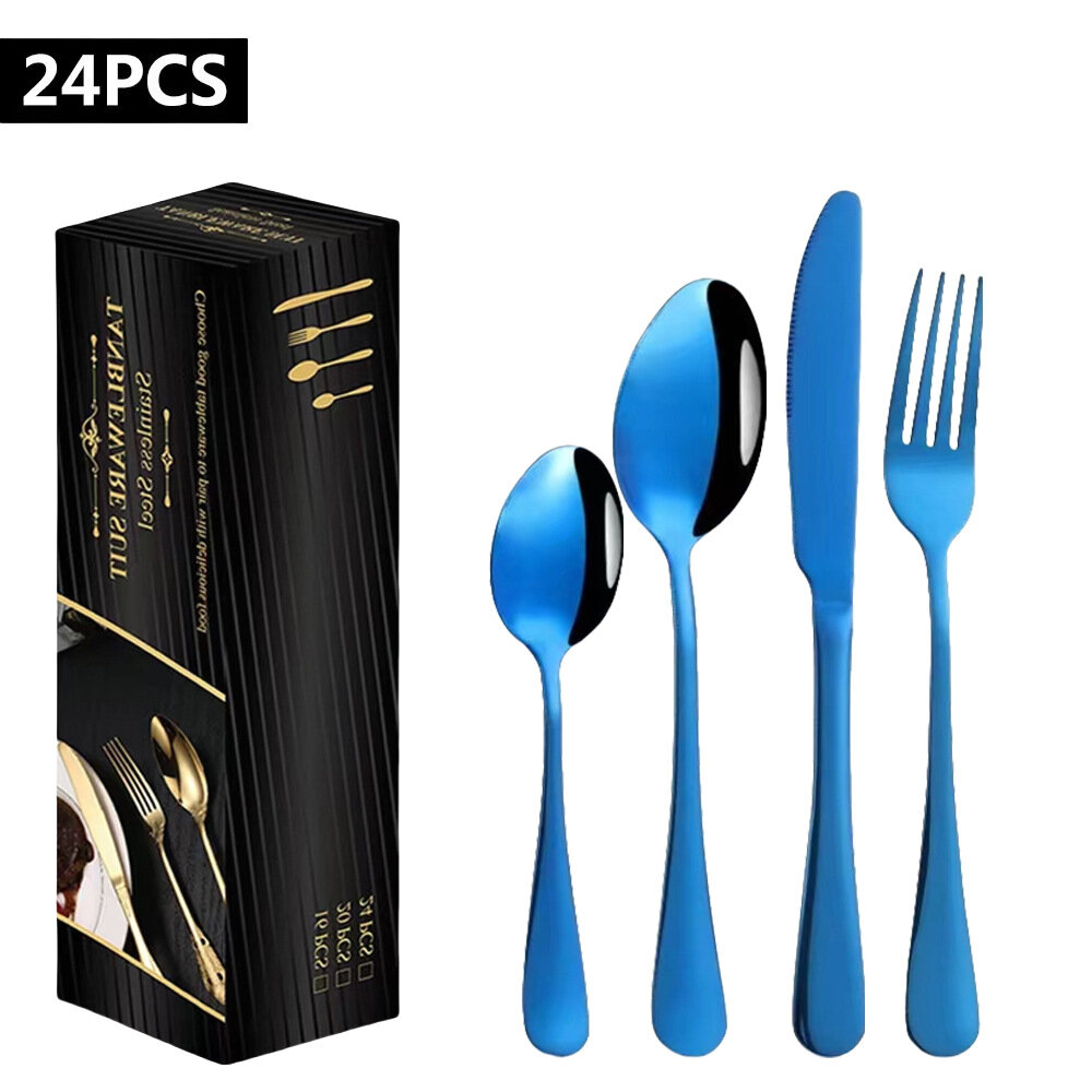 Международный бестселлер: набор столовых приборов из нержавеющей стали 1010, 24 предмета, набор ножей, вилок и ложек в западном стиле, подарочный набор столовых приборов.
