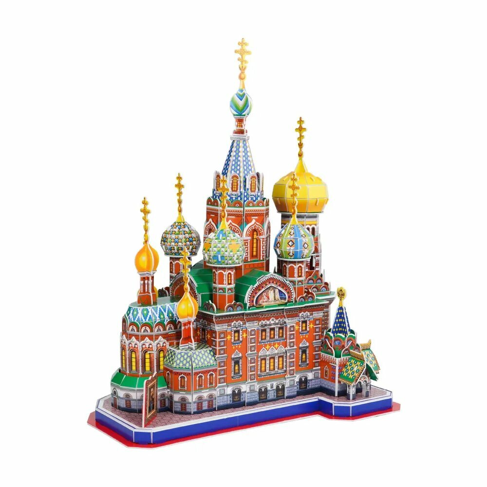 3D-пазл Собор Василия Блаженного / Храм Спаса-на-Крови в СПб – бумажная модель для сборки, развивающая игрушка для детей и взрослых — фото 1