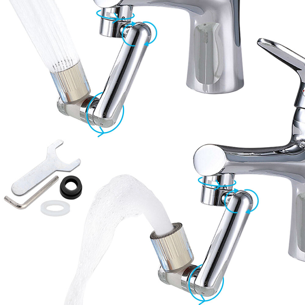 Универсальный поворотный экстендер для крана 2 штуки 1080 градусов поворотный экстендер для крана для кухни ванной раковины с 2 режимами водопровода роботическое ручное водяное сопло адаптер для крана, материал нержавеющая сталь, размер 9x5.5см,