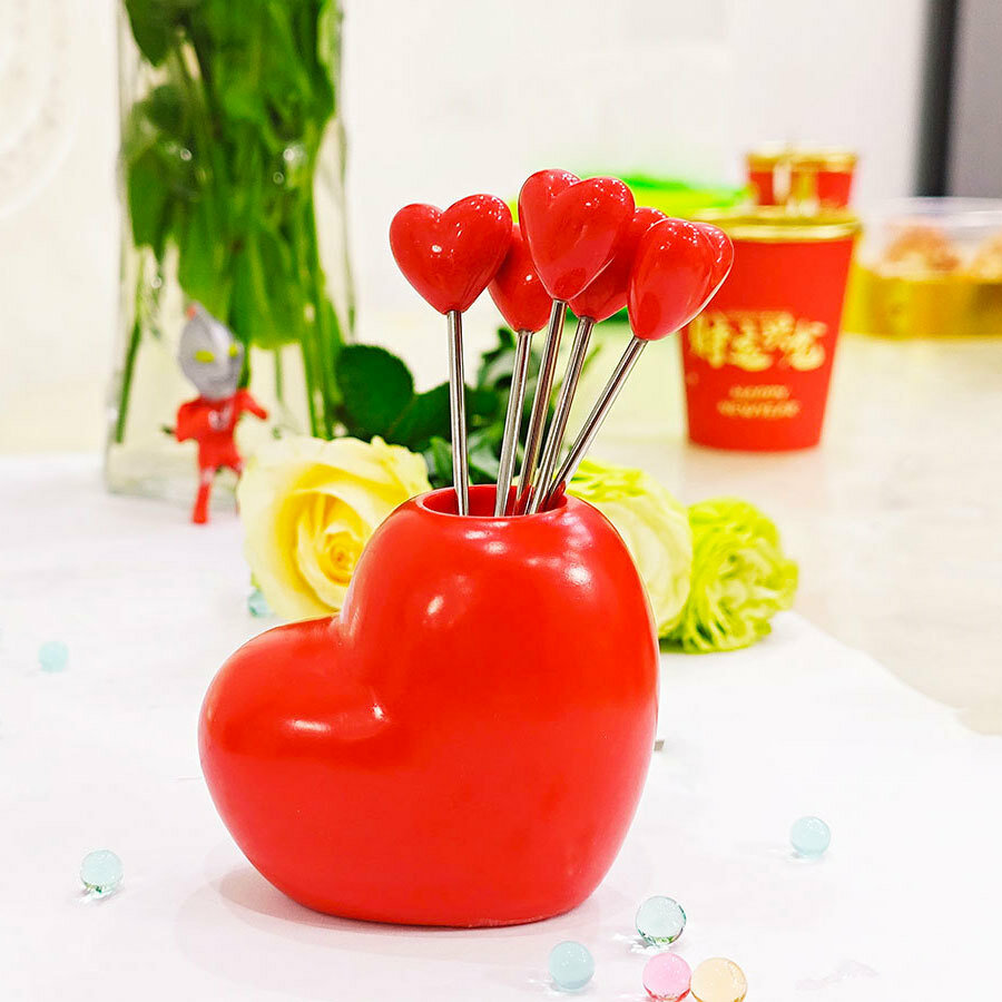 Любовь вилка для фруктов милые взрывоопасные нержавеющая сталь фрукты украшение дома клубника капуста вилка для фруктов