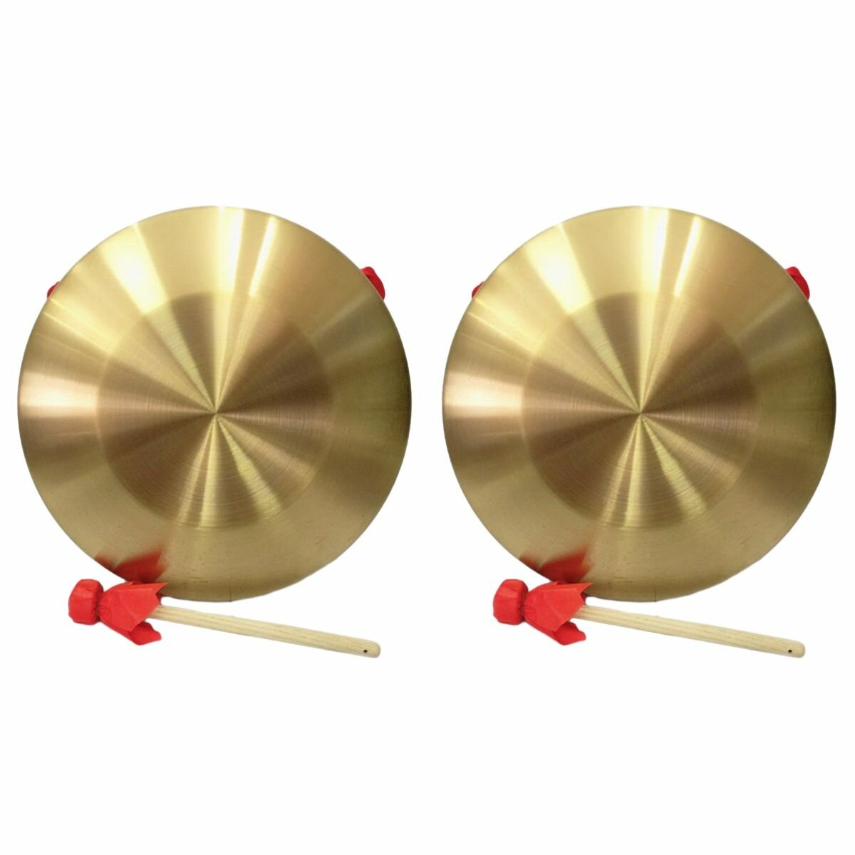 Китайские медные гонги золотистого цвета с деревянными молоточками для украшения дома, 2 шт