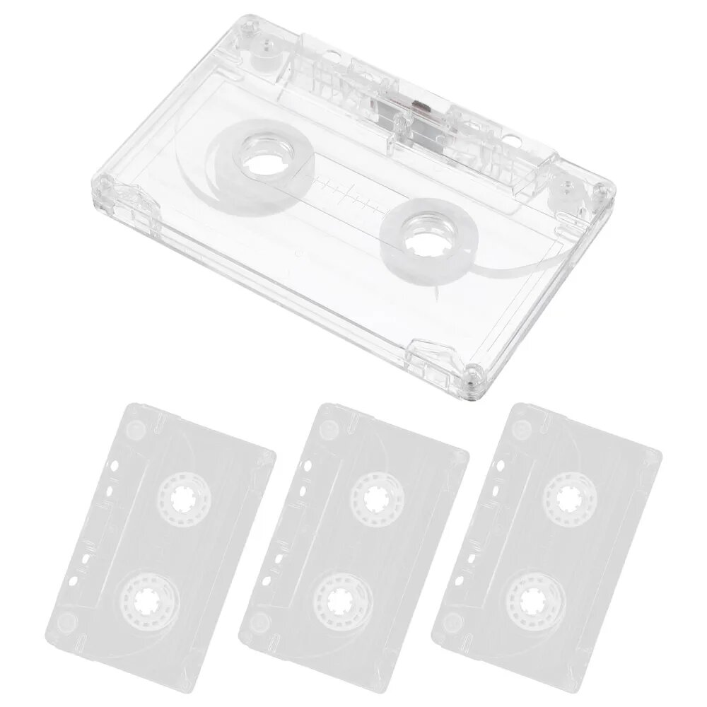 Набор из 4 прозрачных пластиковых боксов для хранения пустых кассет, для дома