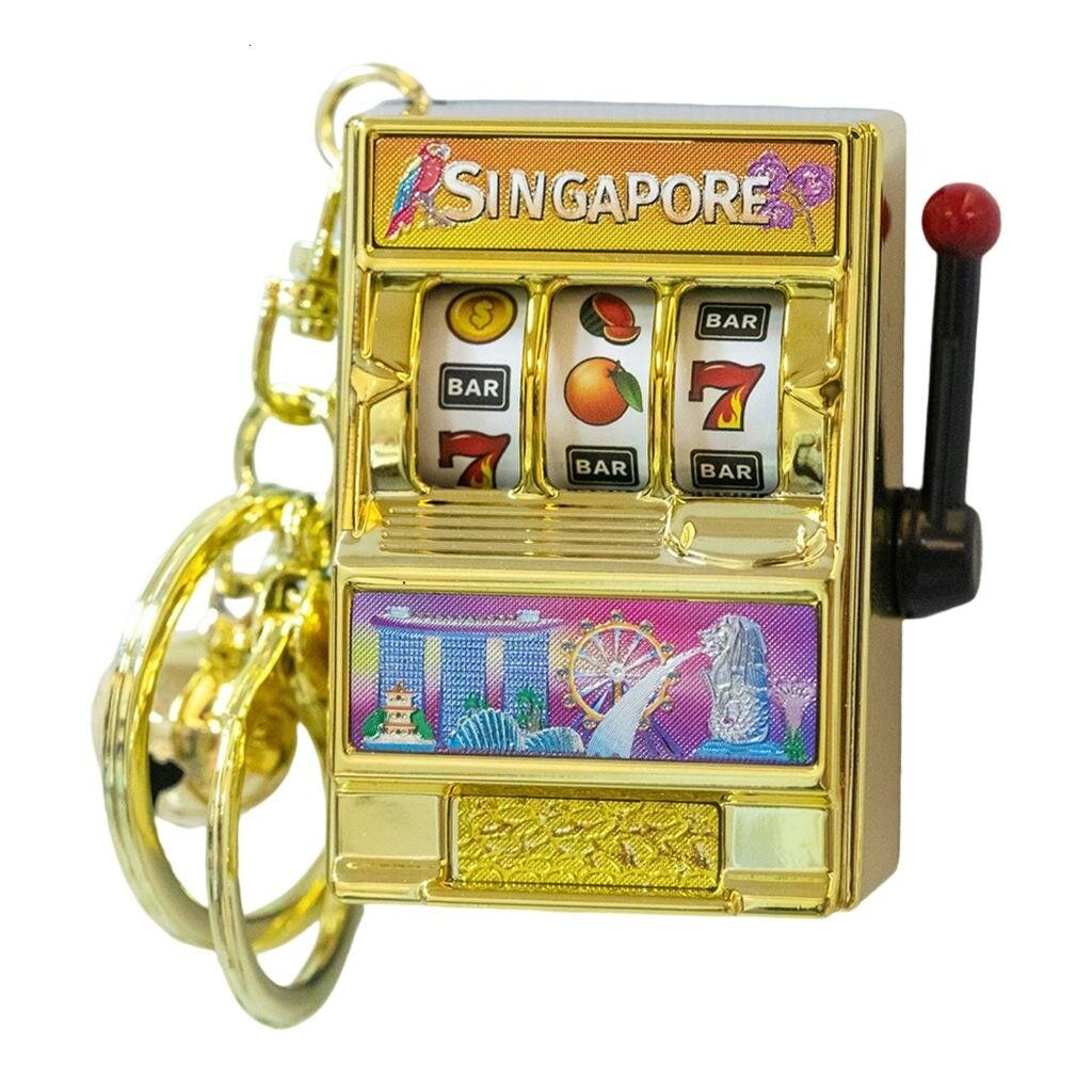 Брелок для ключей с фруктовым автоматом и лотерейным автоматом-Золотой