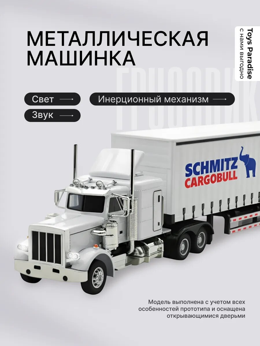Машинка-фура, инерционная, металлическая, с открывающимися задними дверями