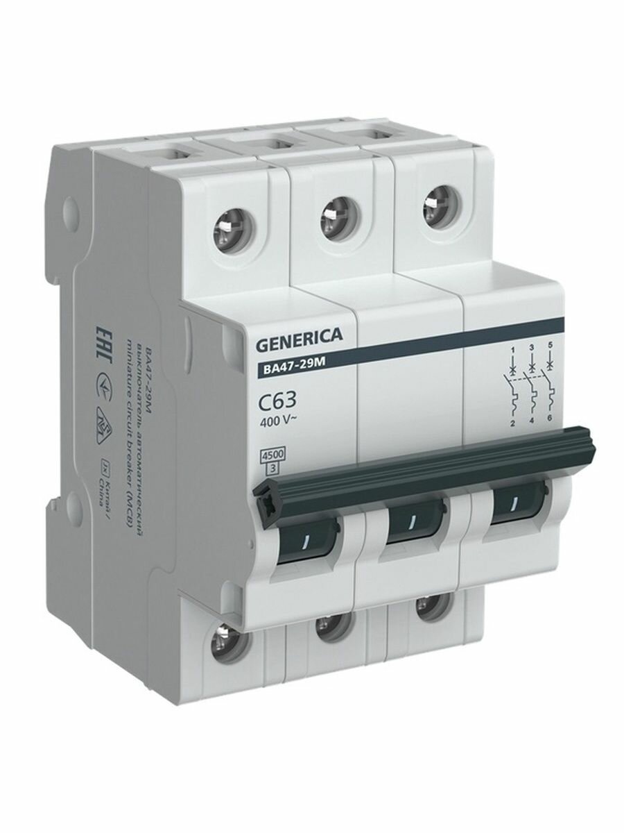 Выключатель GENERICA автоматический трехполюсный С63