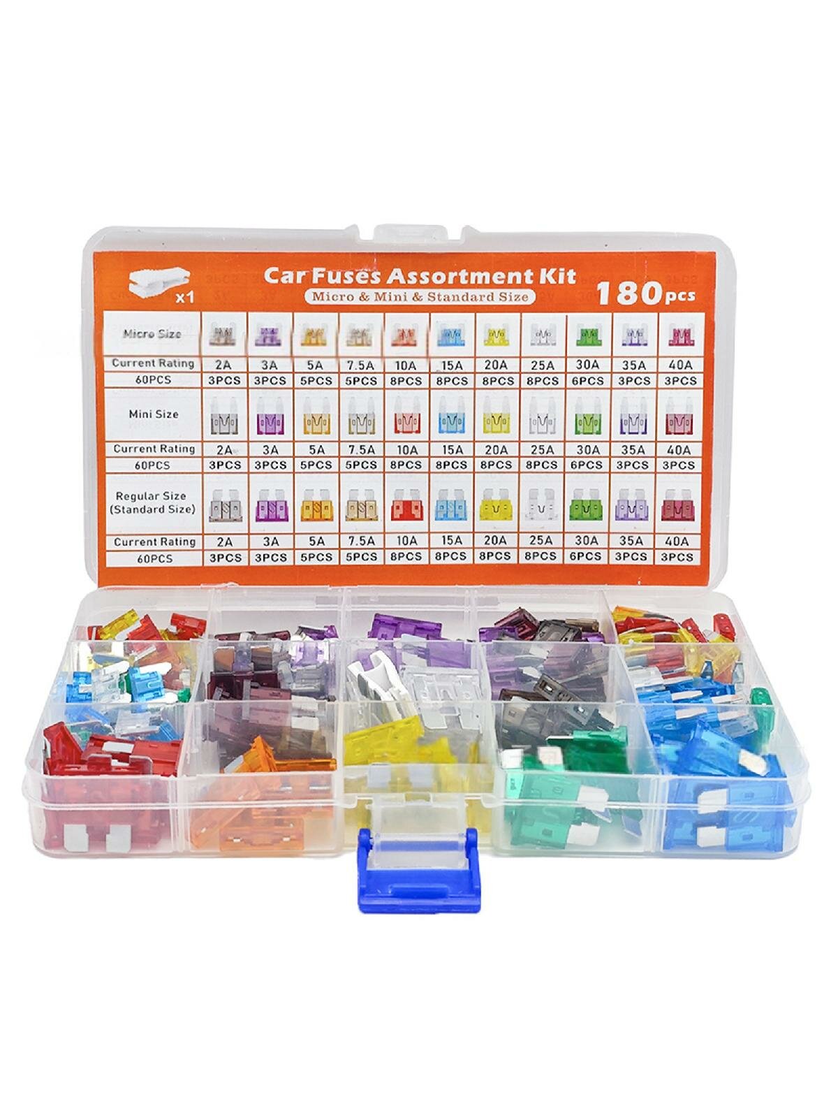 Комплект предохранителей из цинкового сплава 180x Цветная маркировка тока Защита цепи автомобиля