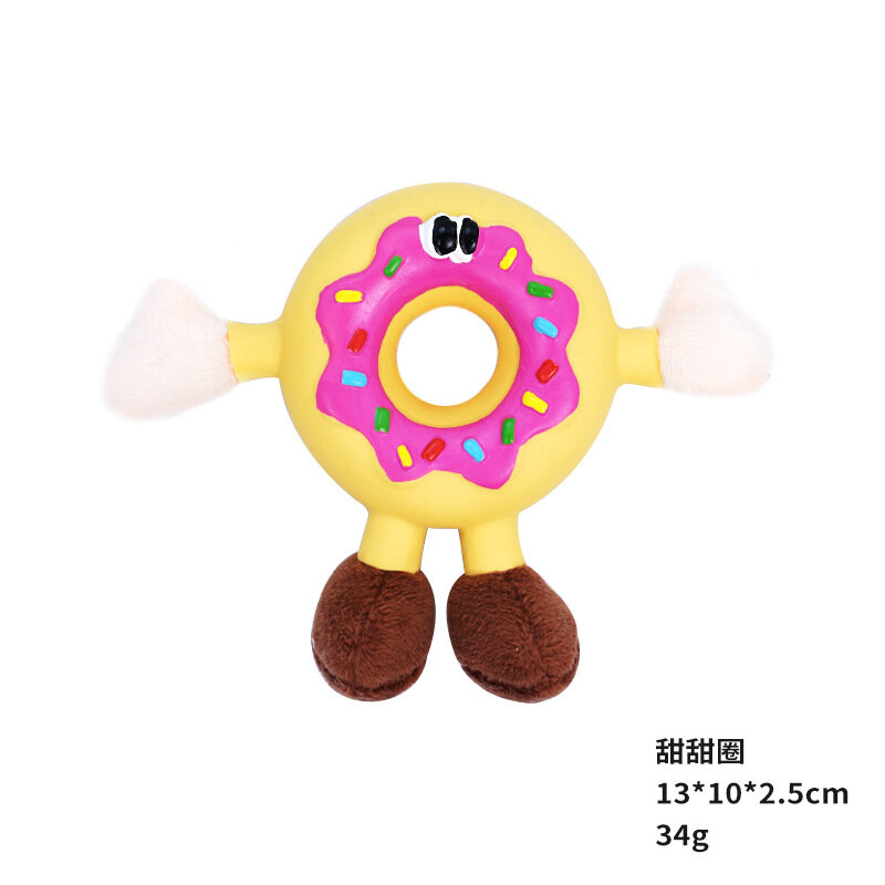 Звуковой латексный игрушечный мячик для щенков - Кольцо/Тост/Сыр 34г, прочная игрушка для мелких пород Цвет：Кольцо