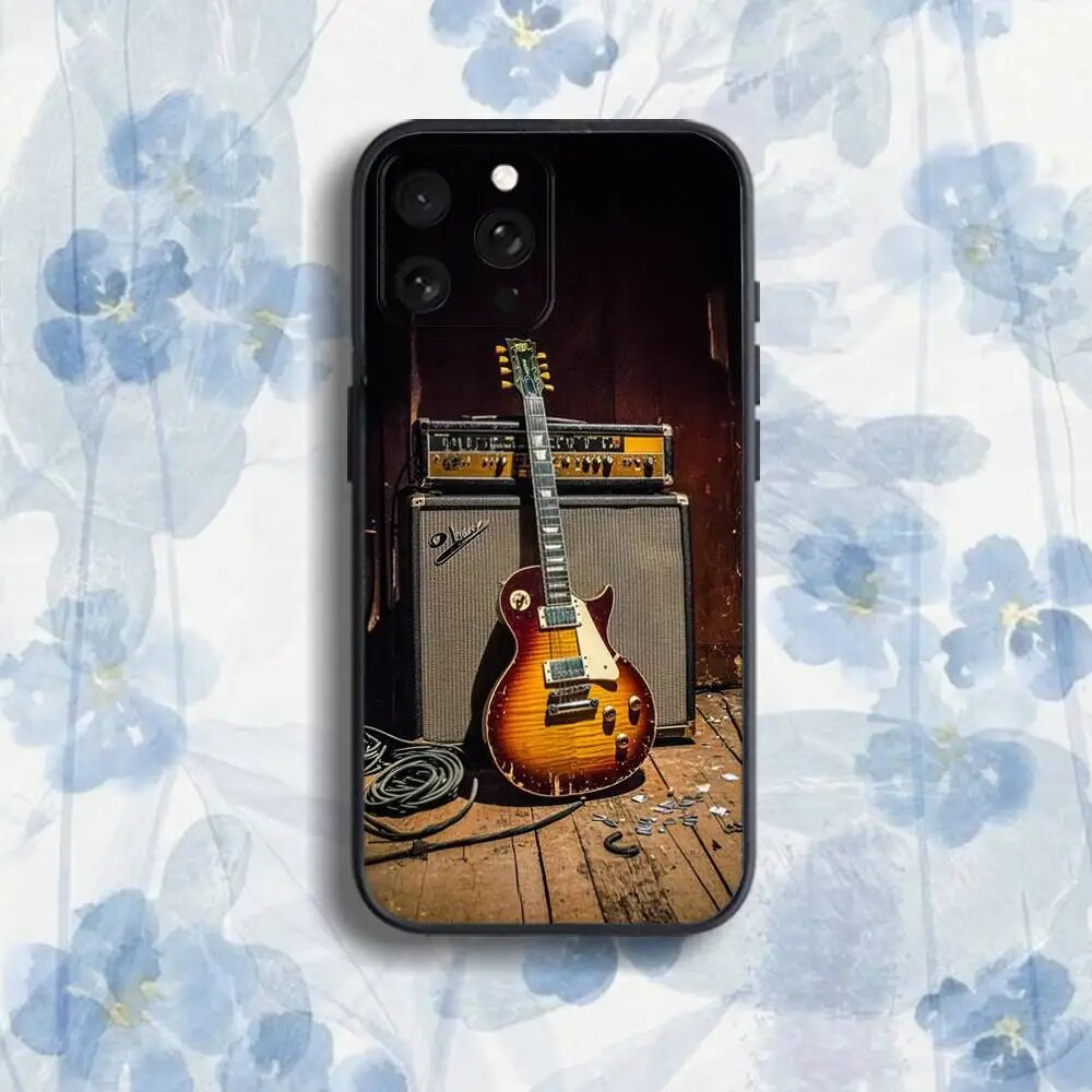 G-Guitar G-Gibson Phone Case For iPhone 17,16,15,14,13,12, Pro, Max, Plus, E, SE4, Air, Mini Black Soft Box