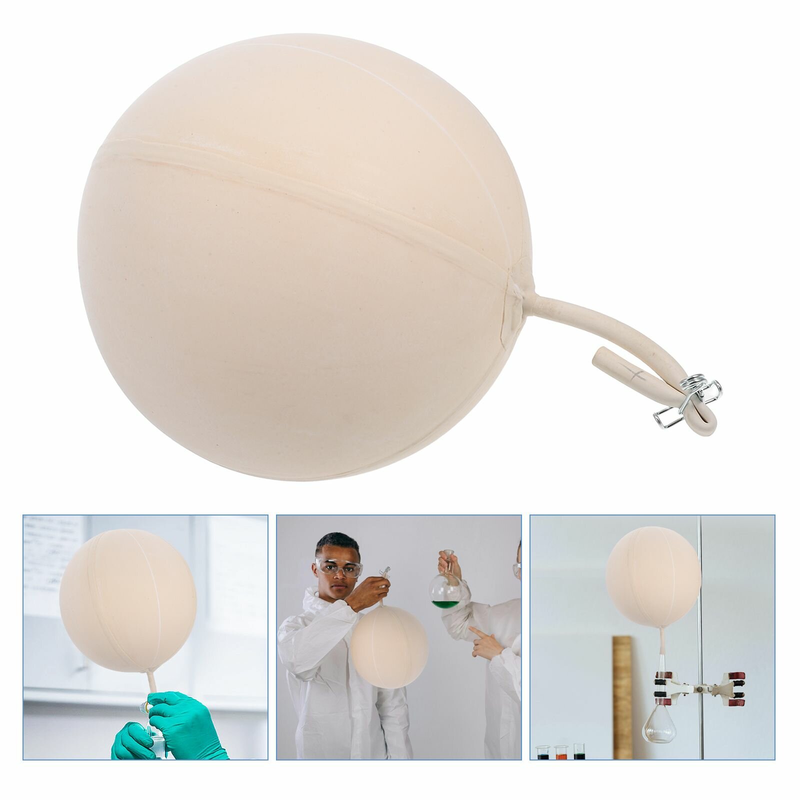 Баллонная резиновая камера для сбора газов, металлический зажим, объем 5-7 л, для лабораторных работ