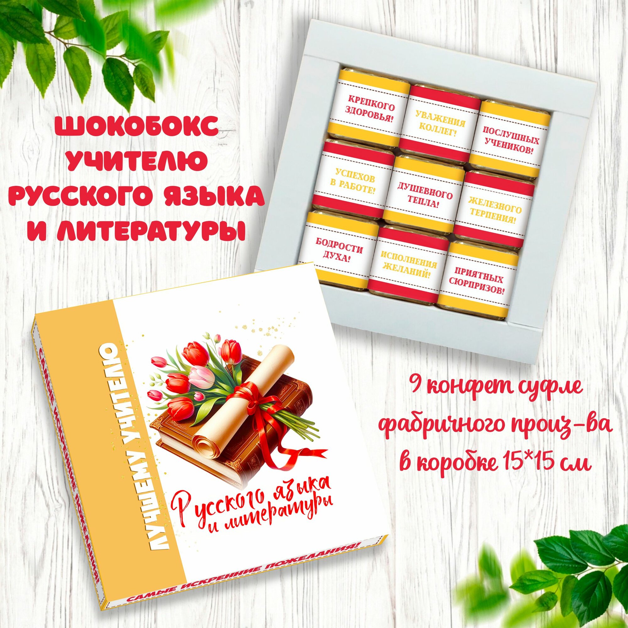 Шокобокс учителю русского языка и литературы. подарочный набор конфет для учителя русского языка и литературы. 9 конфет. 1 коробка