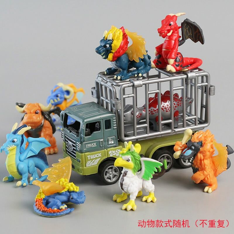 Детская игрушечная машинка SG Alloy Dinosaur Transport Car, маленькая машинка для мальчиков, инженерная машина с откатом, трейлер с ограждением для животных и клеткой