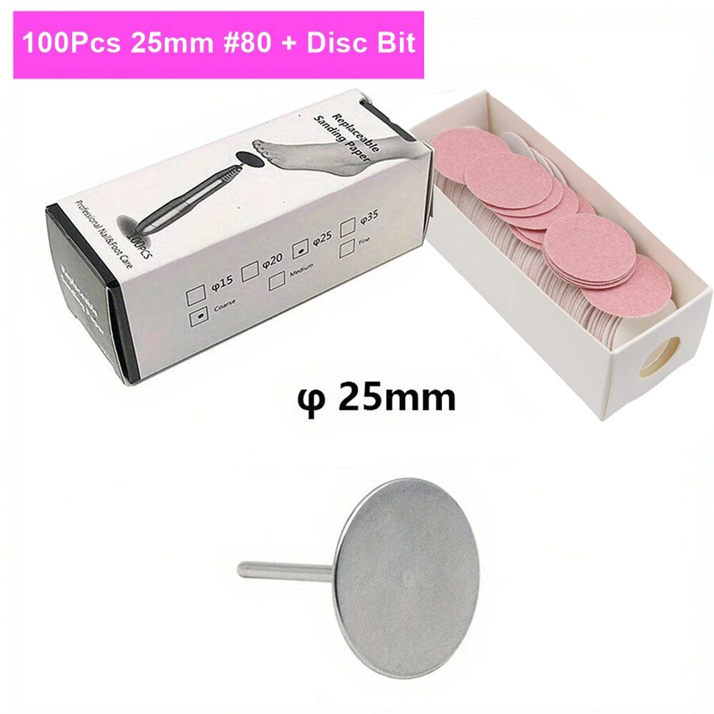 Набор шлифовальных дисков для педикюра Easy Nail, 100 шт, #80, 25 мм, Coarse