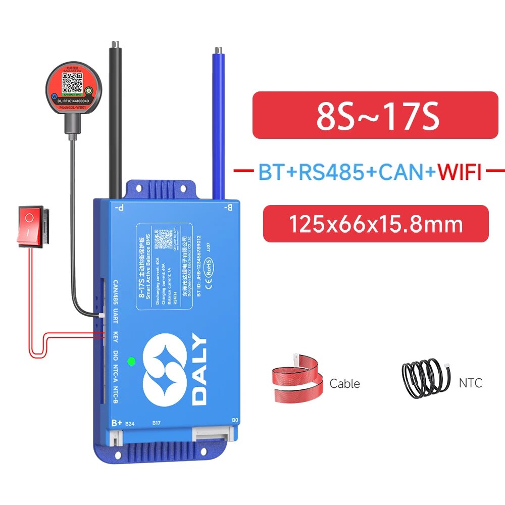 DALY BMS 60A 8S-17S WIFI CAN Bluetooth для аккумуляторов