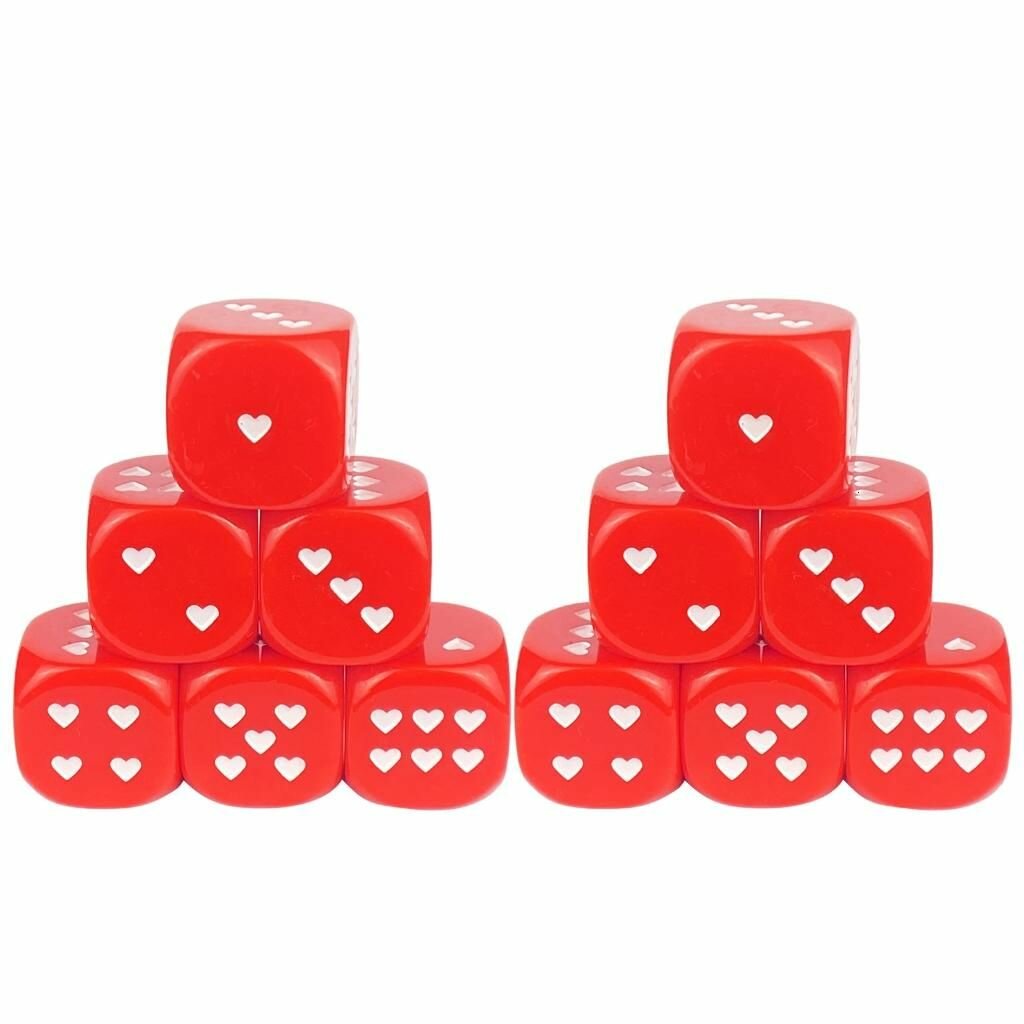 Игровые кубики с точками, 10 красных