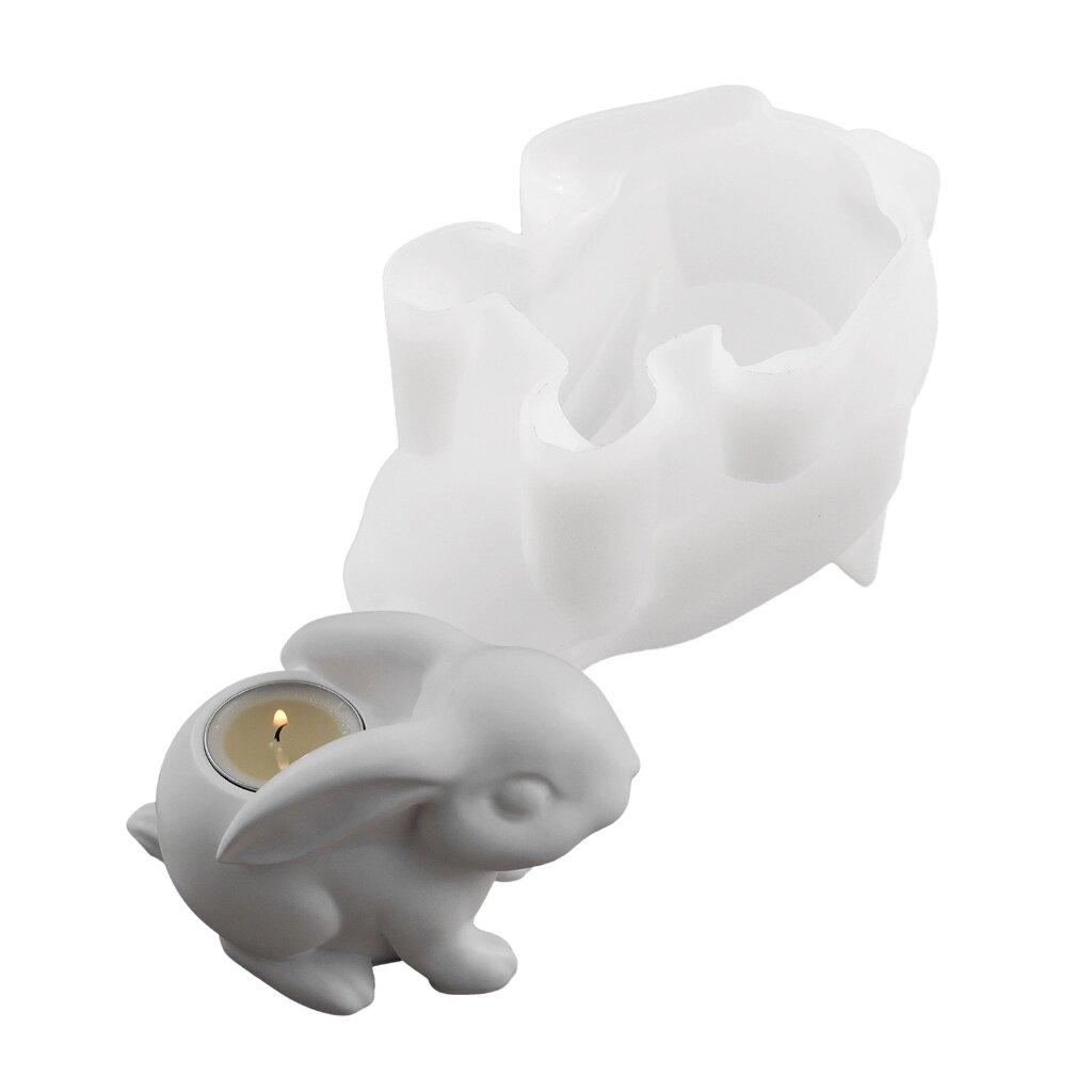 DIY капля клея грязевая штукатурка кролик подсвечник силиконовая форма