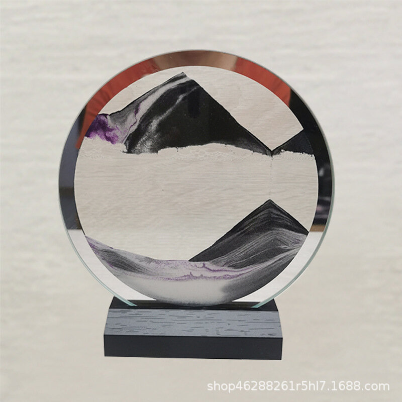 Круглая жидкая песчаная арт-декорация, стеклянная поделка, подарок на день рождения, настольный орнамент, кросс-бордерный продукт
