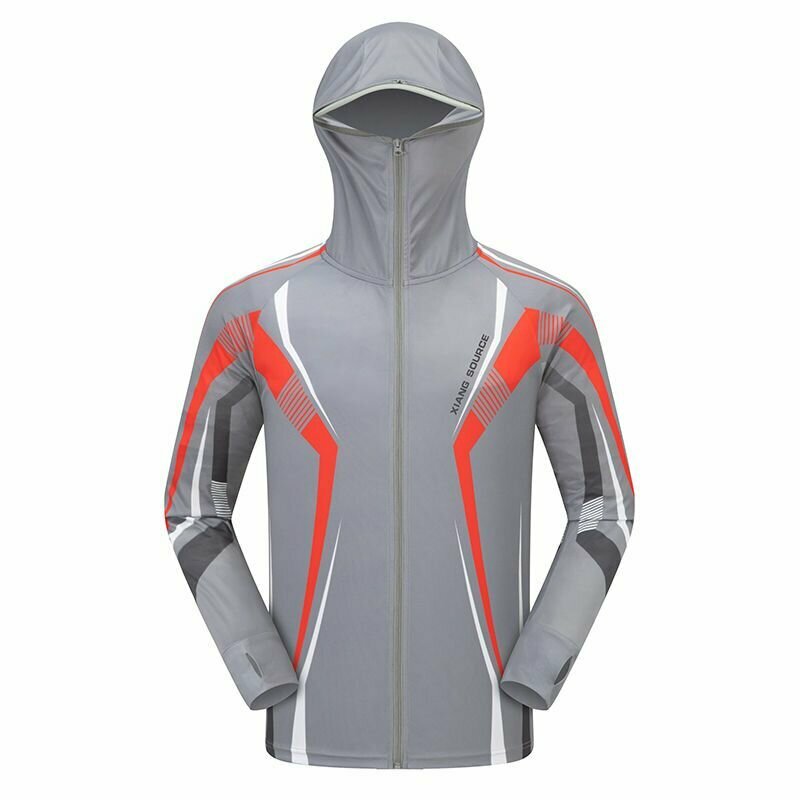 Мужская одежда для рыбалки на открытом воздухе, из ледяного шелка, дышащая, быстро сохнущая, влагоотводящая, летняя, с длинным рукавом и капюшоном