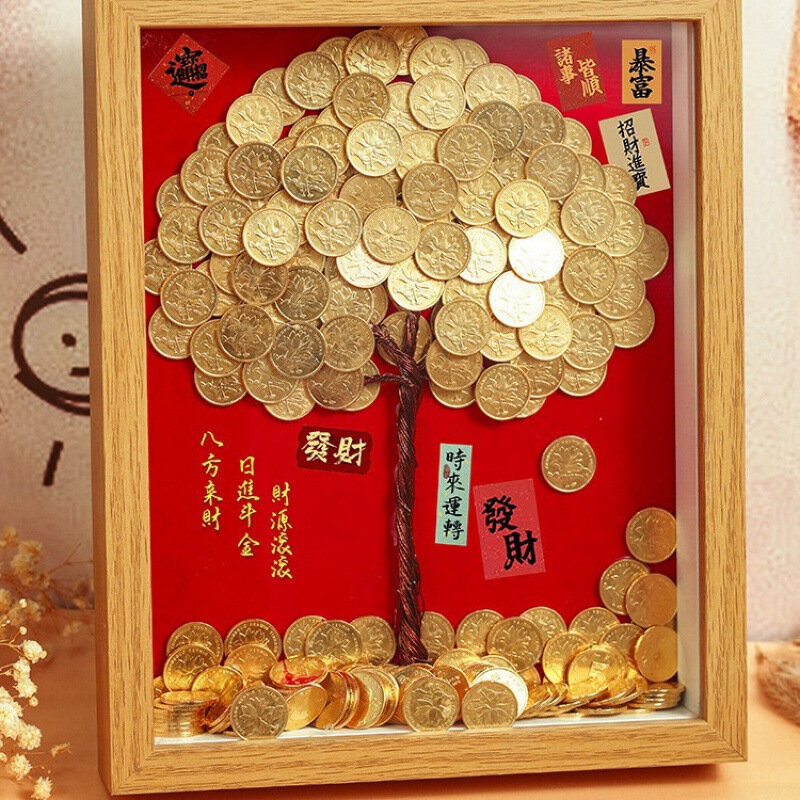 Горячая продажа фоторамки SG, набор материалов ручной работы, денежное дерево, богатство, денежное дерево, восьмиугольное дерево удачи, прямоугольник для монет на пять центов