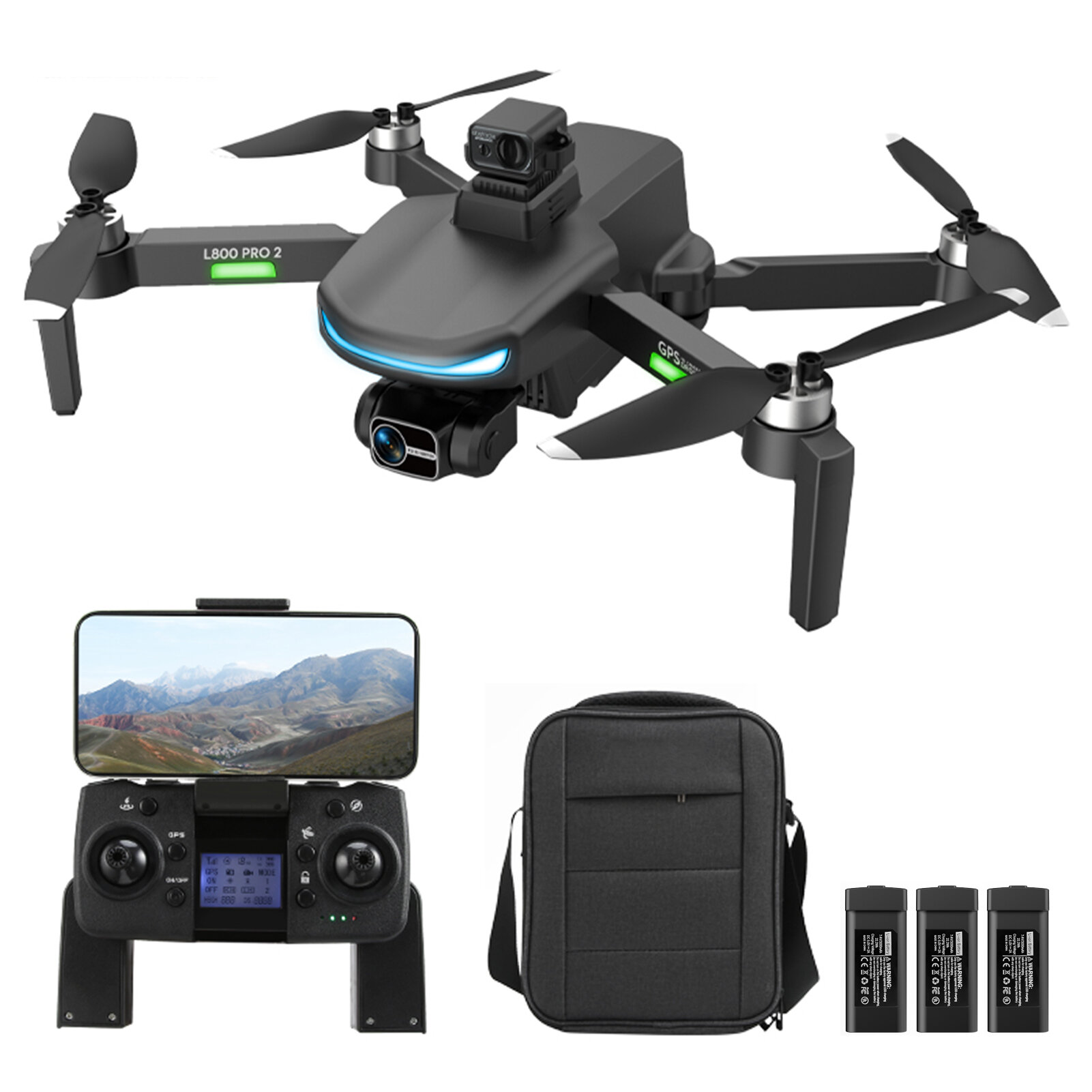 БПЛА с камерой 4K 5G WiFi 3-осевым стабилизатором полётное время 25 мин бездный квадрокоптер с обструкционным обходом и хранилищем 3 батарейки