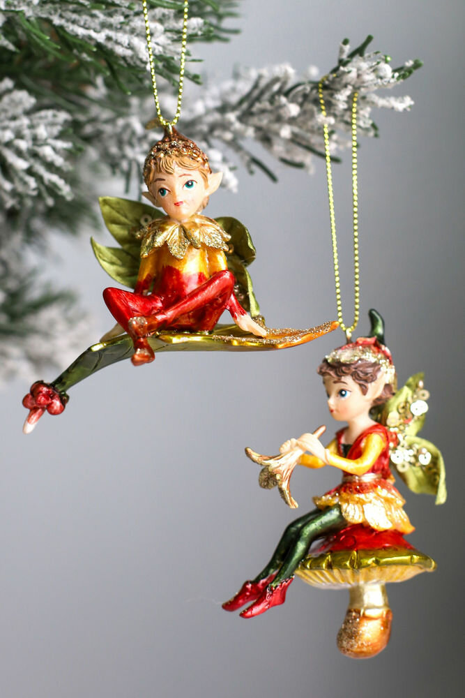 Набор ёлочных игрушек эльфы сочиняют музыку, полистоун, 8 см, 2 шт, Goodwill TR19069-набор