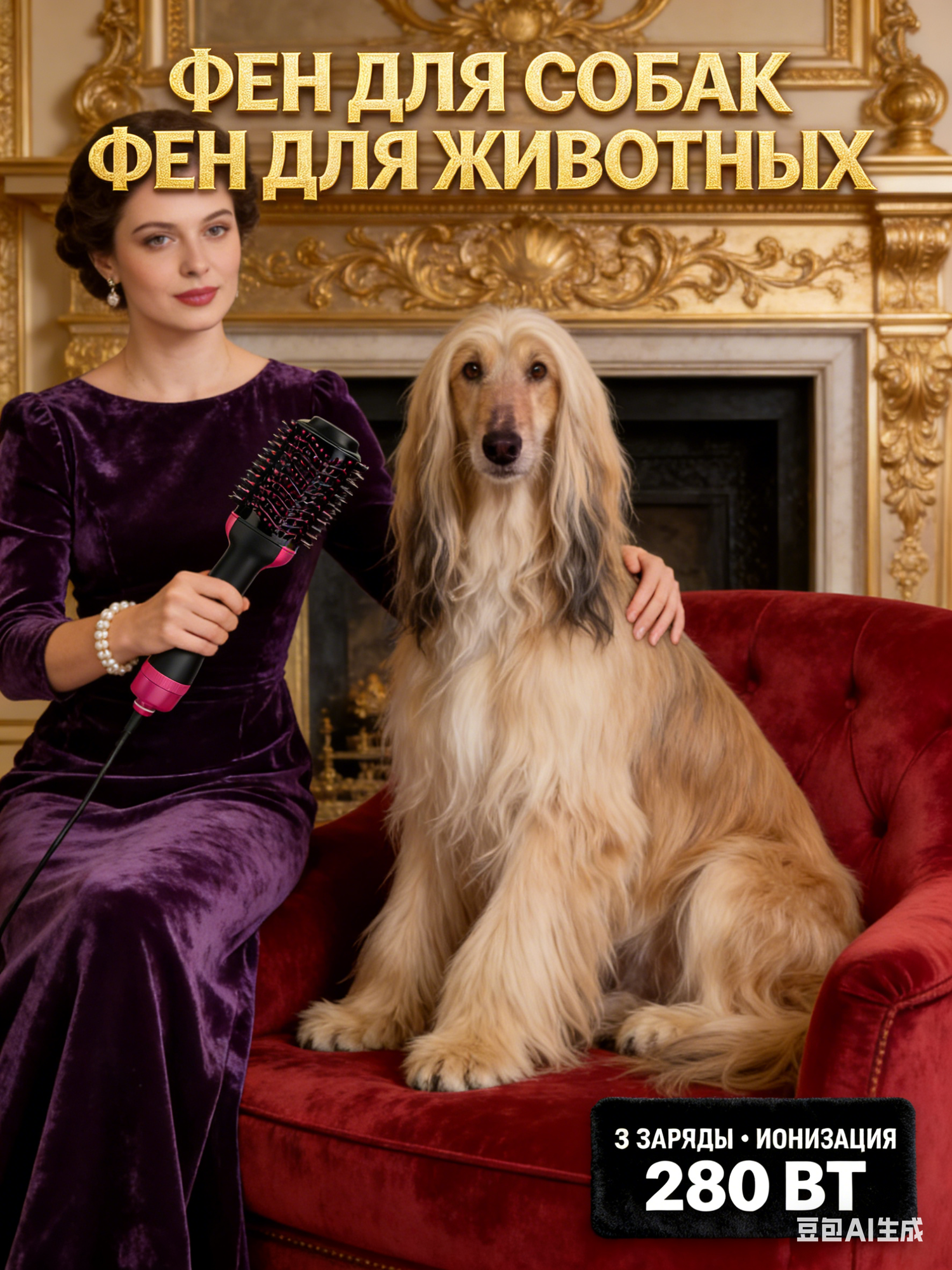 Фен для собак / фен расческа для собак и кошек 2в1