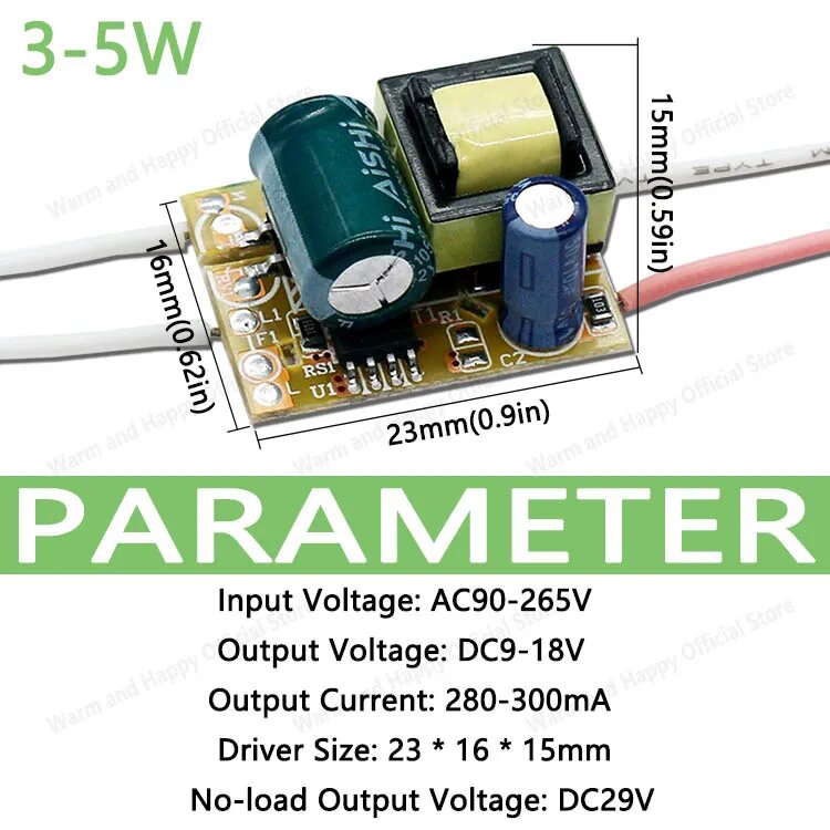 Драйвер питания светодиода warm and happy 3-36 Вт 200-300 мА 280-300mA, 3-5W