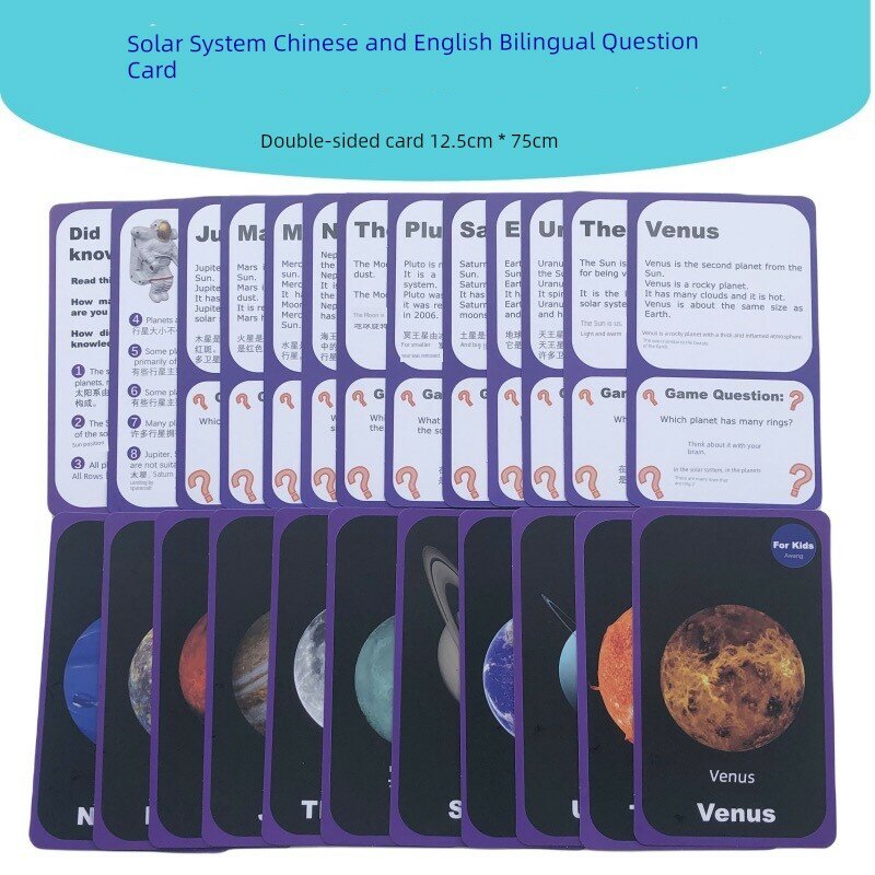 Набор из 12 карточек Солнечной системы для образовательного обучения и детских активностей