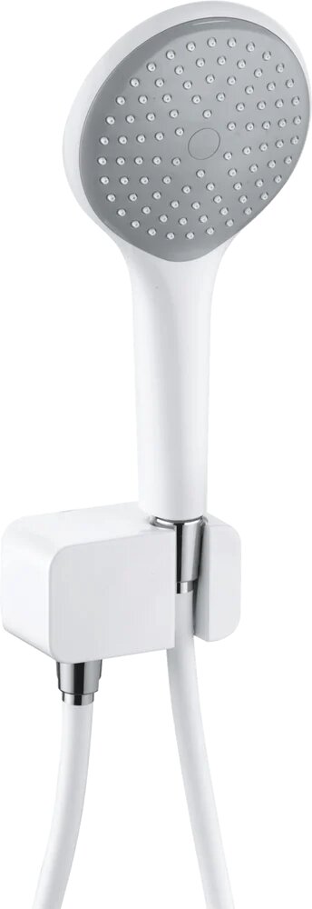 Душевой гарнитур Kludi Freshline 1S 6787091-00 белый, глянцевый, латунный, лейка для душа со шлангом и держателем