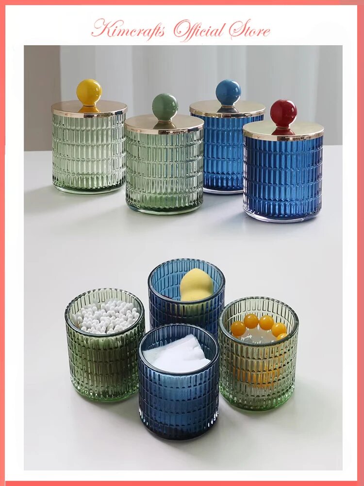 Стеклянный держатель для ватных палочек Синий, buy 4 pc