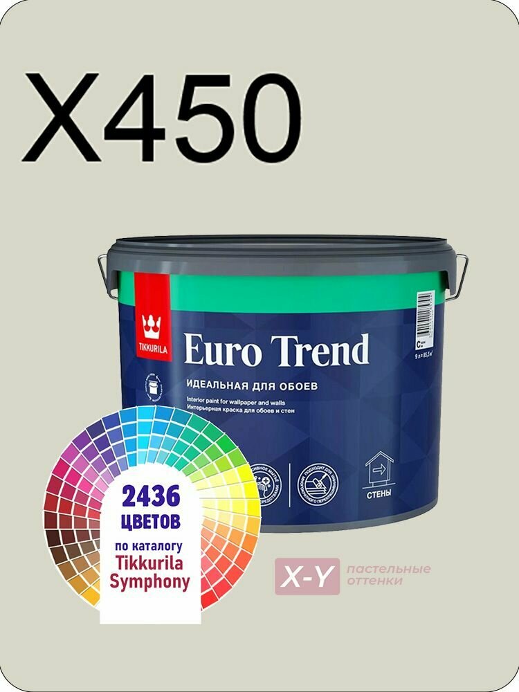 Краска для обоев Tikkurila Euro Trend 9л. пастельные оттенки X450