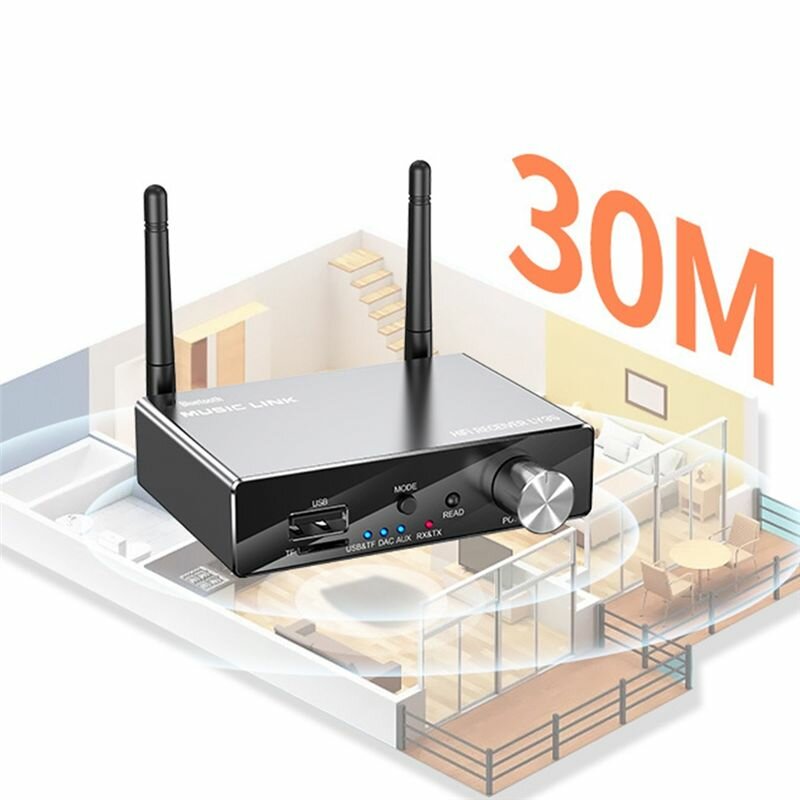 6 в 1 Bluetooth 5.3 Приемник-передатчик Оптический коаксиальный AUX USB TF Беспроводной аудиоадаптер (без батареи)