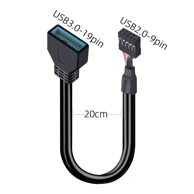 Кабель-адаптер USB 3.0 20-pin на USB 2.0 9-pin EQP New Model2