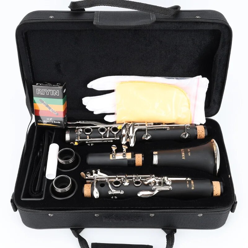 ANMUTIG Bb Профессиональный кларнет из жесткой резины 17 клавиш HCL-301