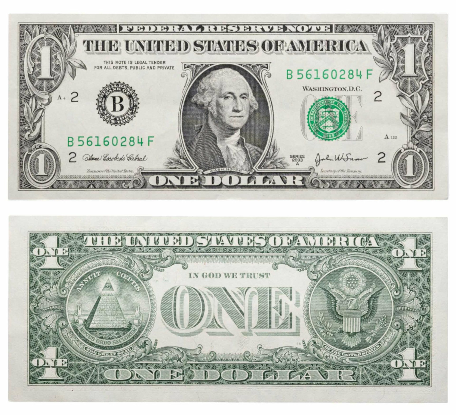 США 1 доллар 2003А Pick 515b B -Нью Йорк