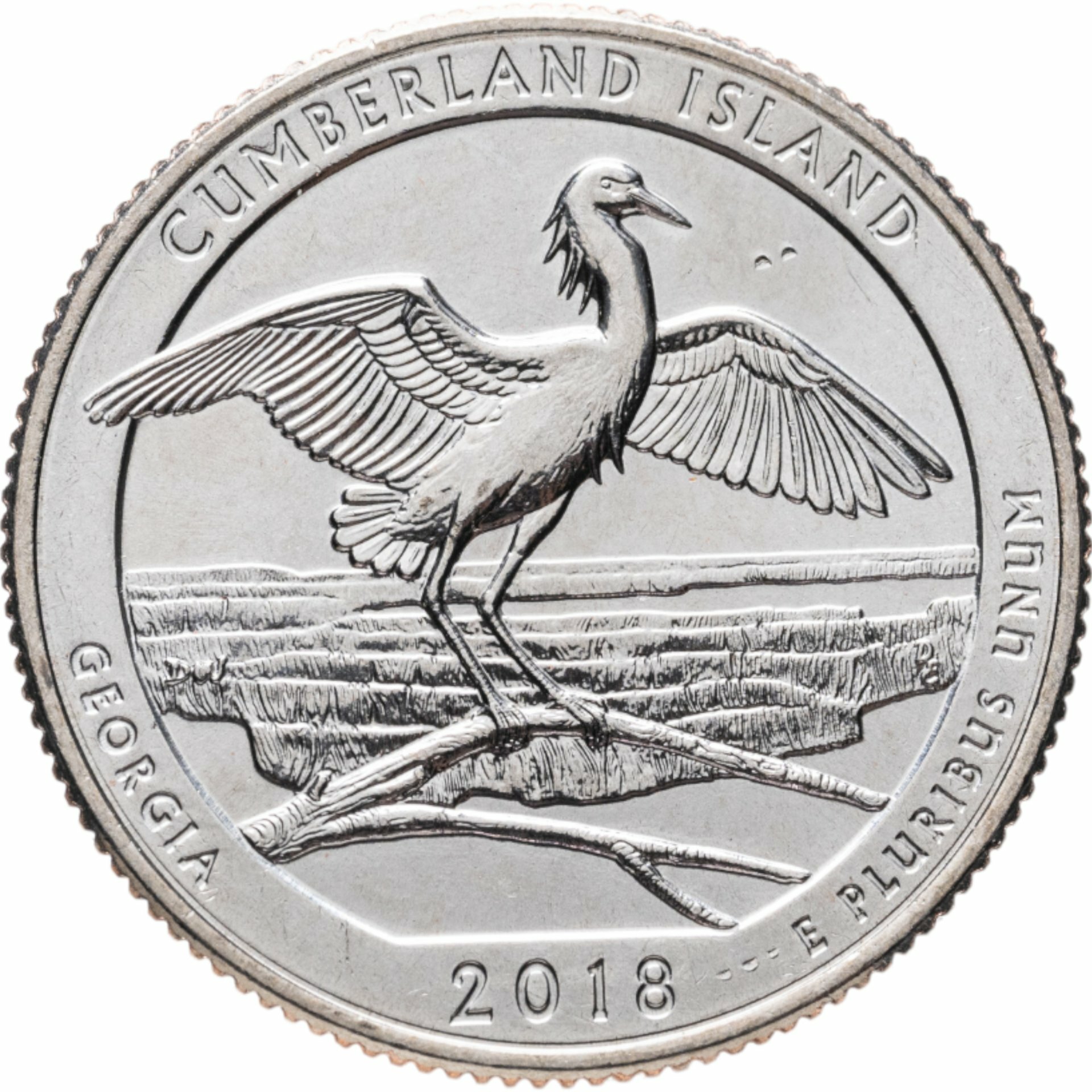 США 25 центов квотер, 1/4 доллара, quarter dollar 2018 D Национальный парк остров Камберленд, Джорджия знак монетного двора: "D" - Денвер, Мельхиор медь-никель