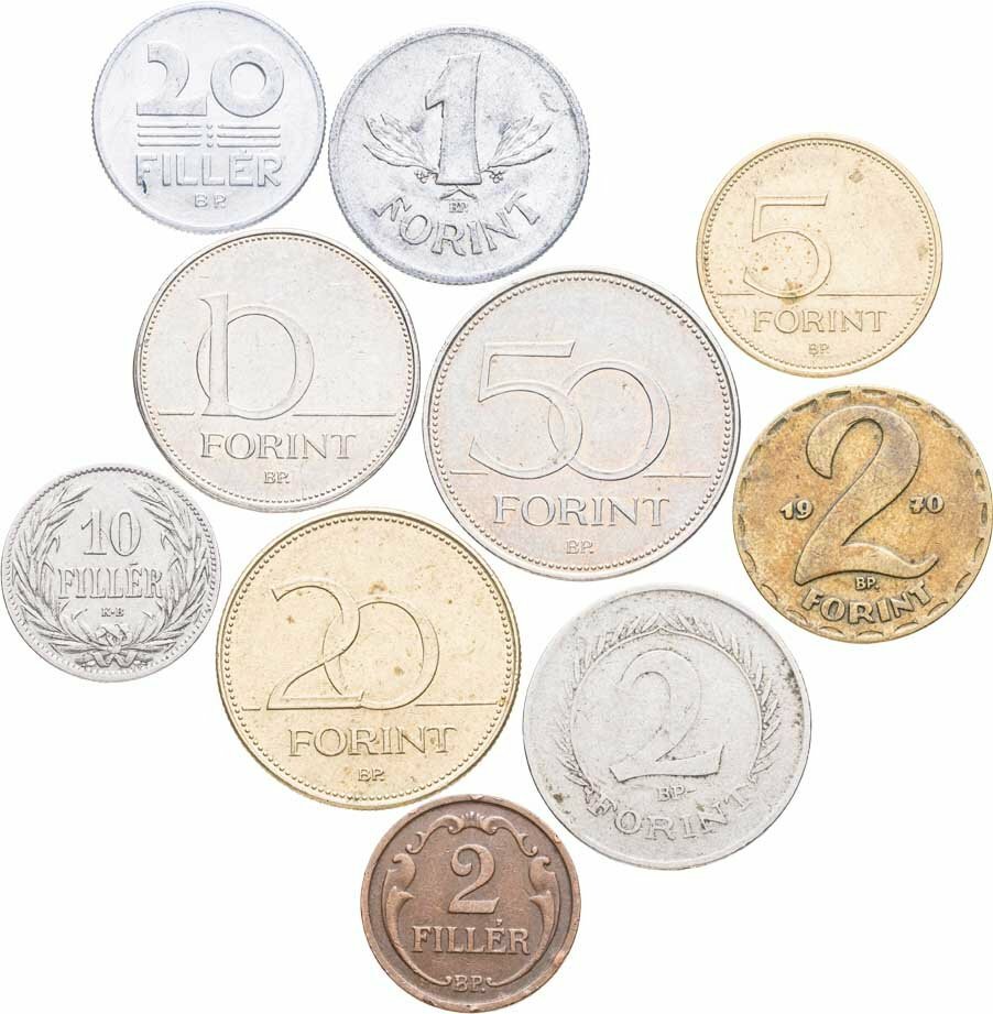 Венгрия набор из 10 монет 2, 10, 20 филеров filler и 1, 2, 5, 10, 20, 50 форинтов forint 1895-1997, Различные сплавы, в сохранности VF-AU