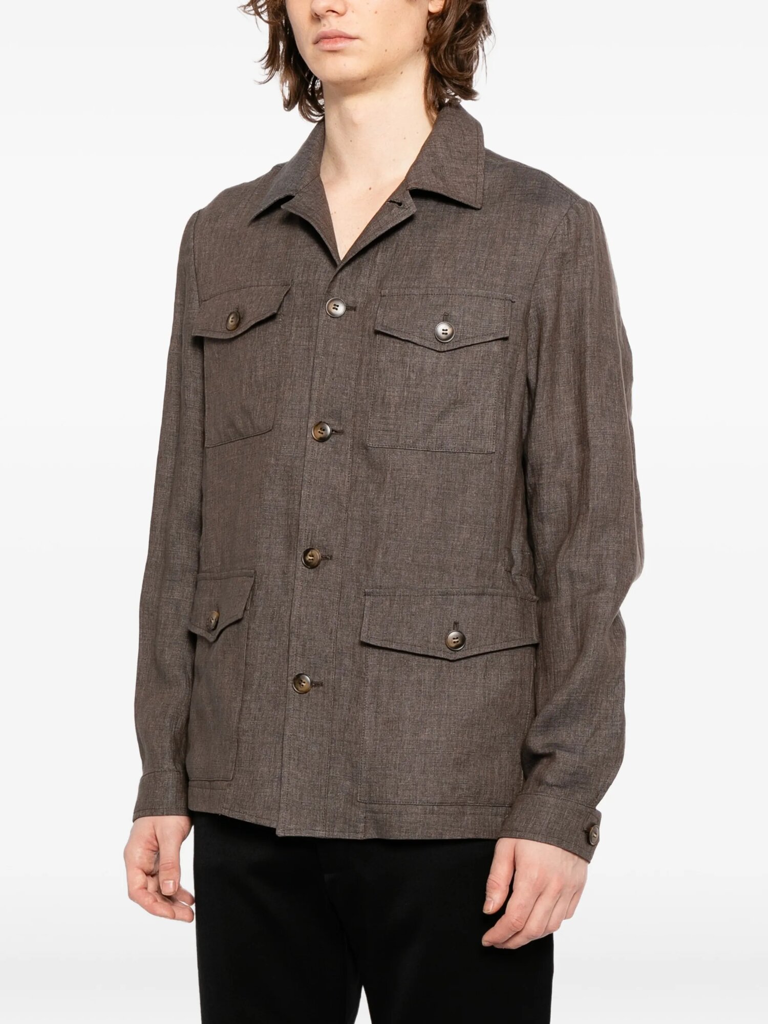 Куртка Canali Flap pockets shirt jacket, размер 52, brown — фото 1