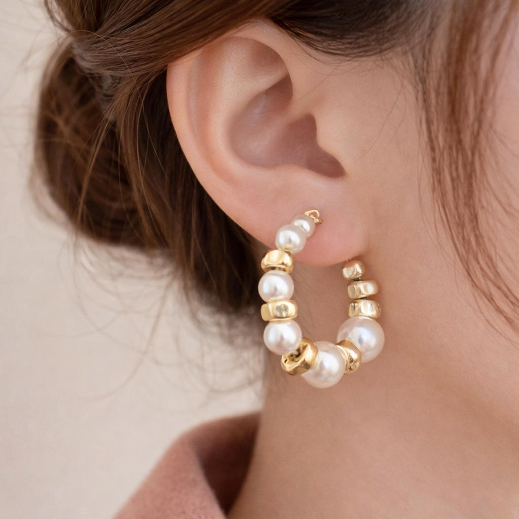 Серьги конго, жемчуг имитация